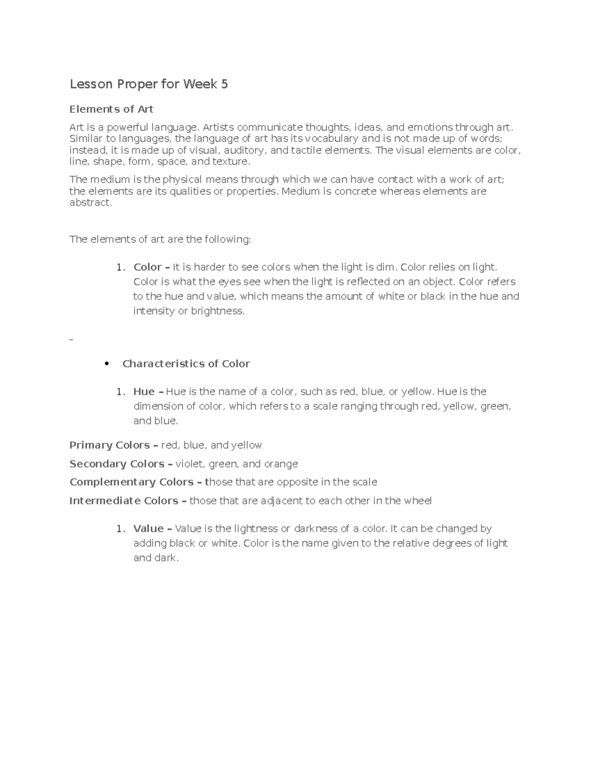 Art Week 5 - Art Appreciation Module Art Appreciation Module Art ...