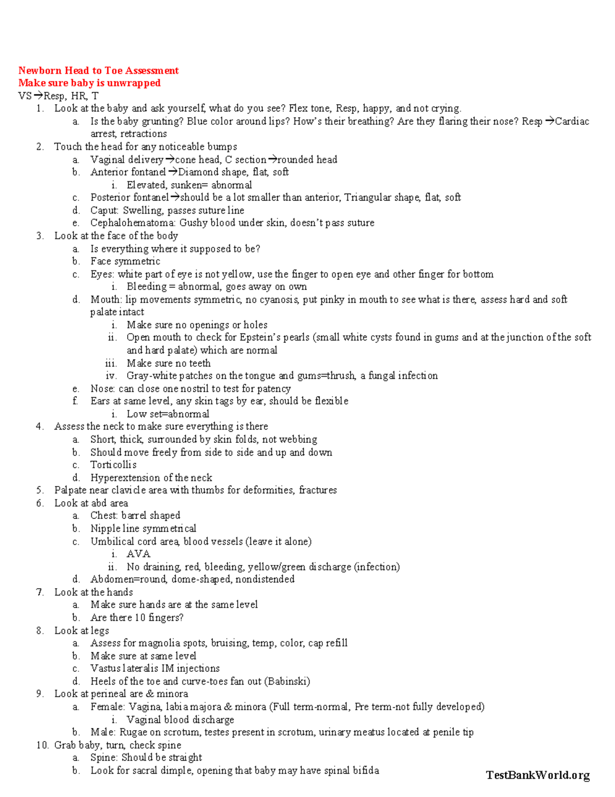 Newbornheadtotoeassessment Pdftbw - Newborn Head to Toe Assessment Make ...