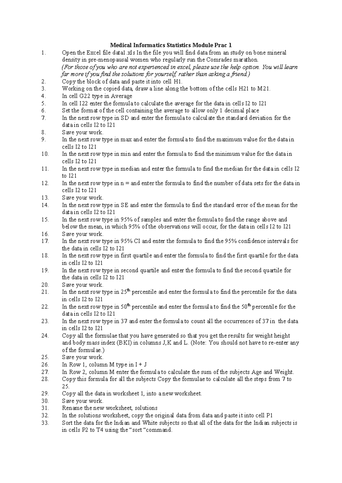 Statsprac 123 - this is a practical - Medical Informatics Statistics ...