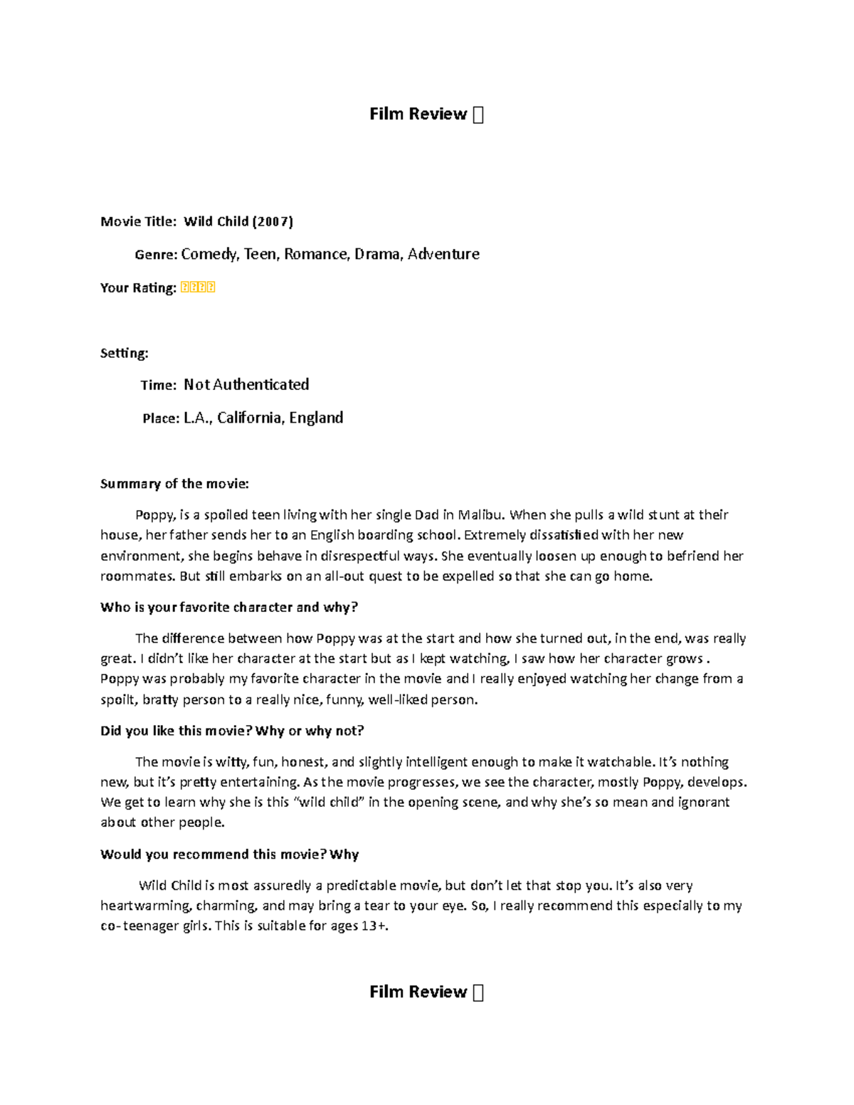 Film Review(by K - Film Review in EAPP - Film Review 🀀 Movie Title ...