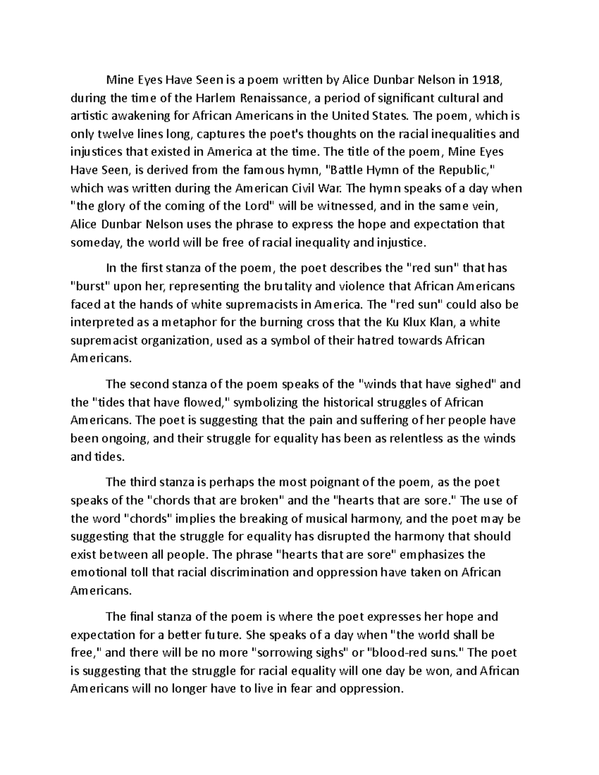 Mine Eyes Have Seen (1918) Alice Dunbar Nelson - Mine Eyes Have Seen is ...