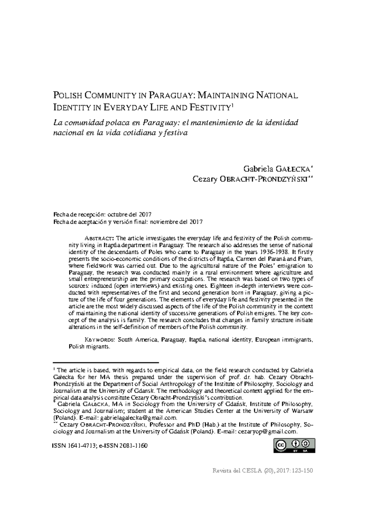 Galecka Modelo - Revista del CESLA (20), 2017: 123- POLISH COMMUNITY IN ...
