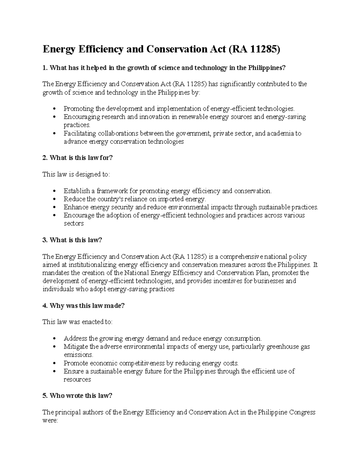 President laws lectures notes for BPS - Energy Efficiency and ...