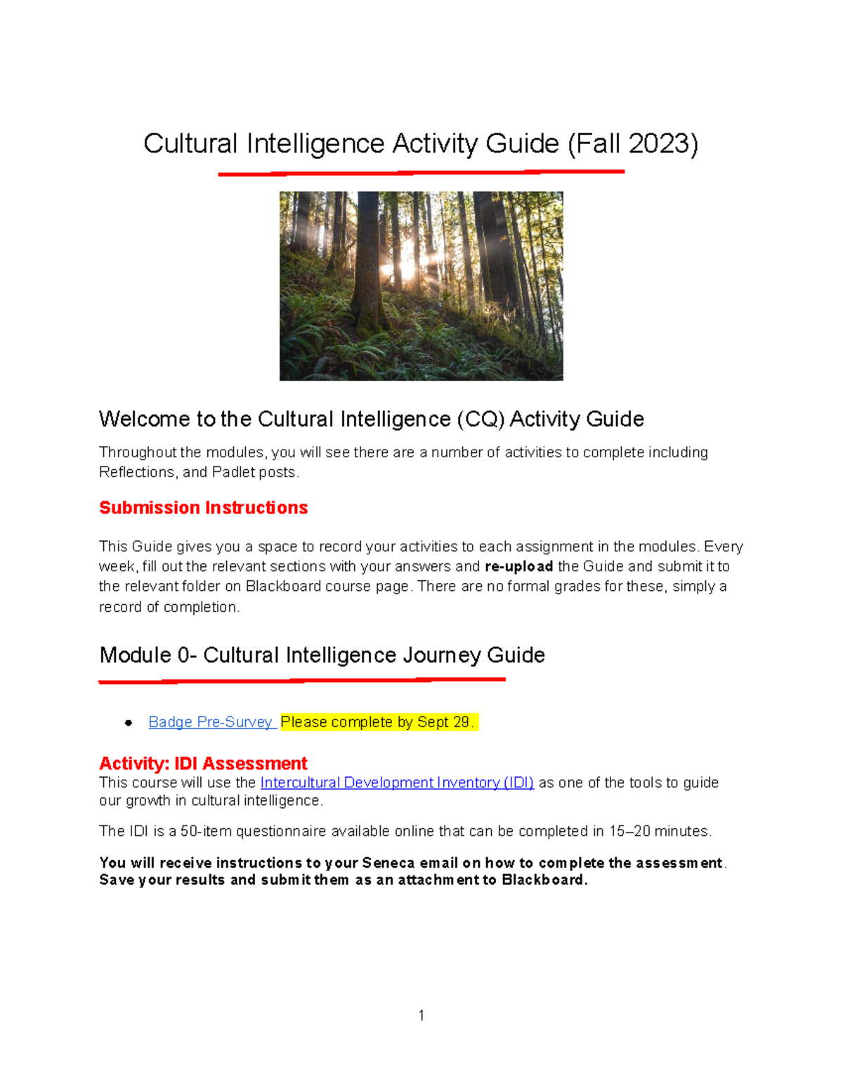 CQ Activity Guide Fall 2023 - Cultural Intelligence Activity Guide ...