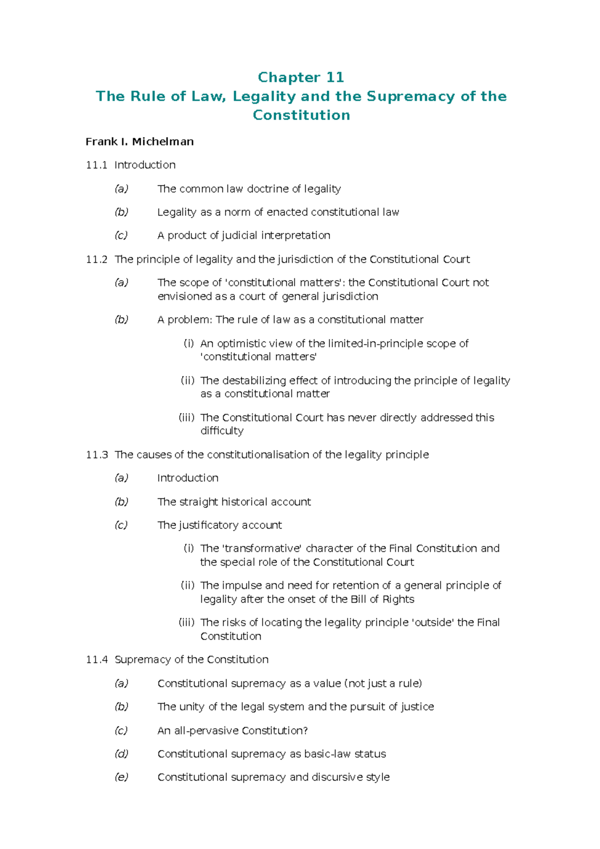Chap11 - Chapter 11 The Rule of Law, Legality and the Supremacy of the ...