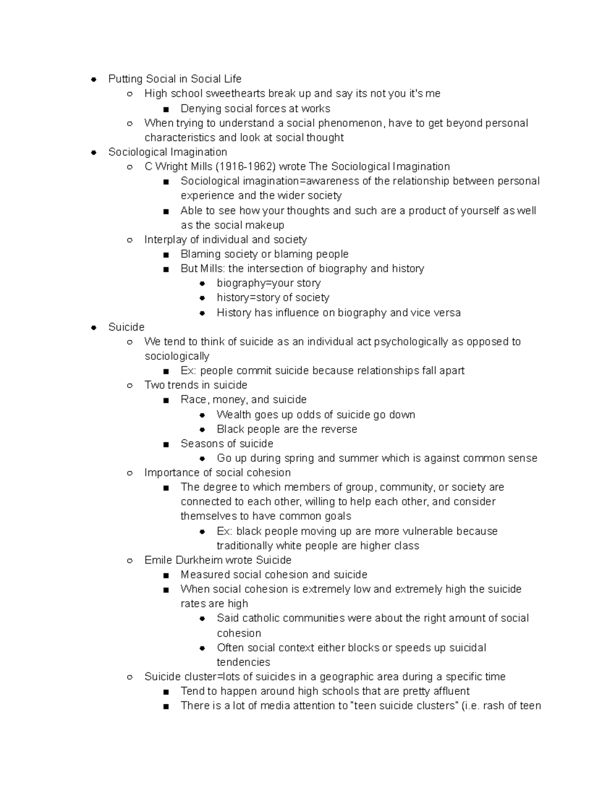 Lecture 1 Notes - Putting Social in Social Life High school sweethearts ...