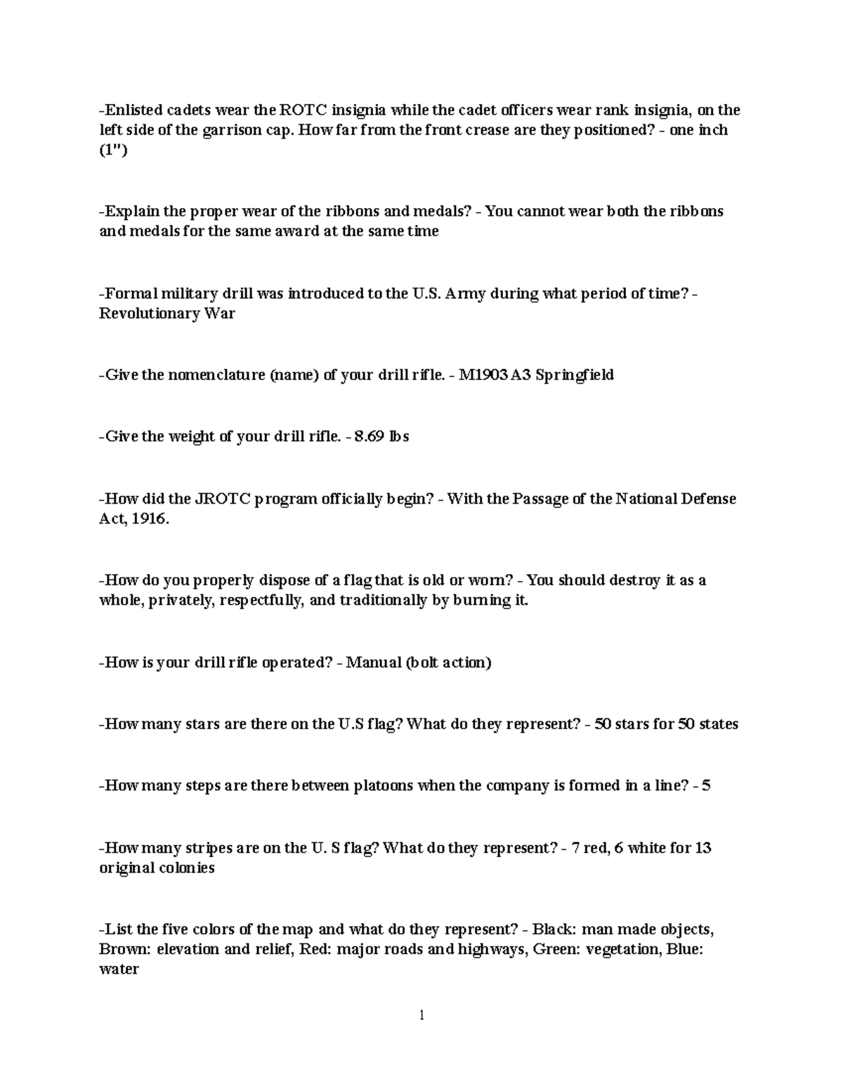 Note 8 - military science notes -Enlisted cadets wear the ROTC insignia ...