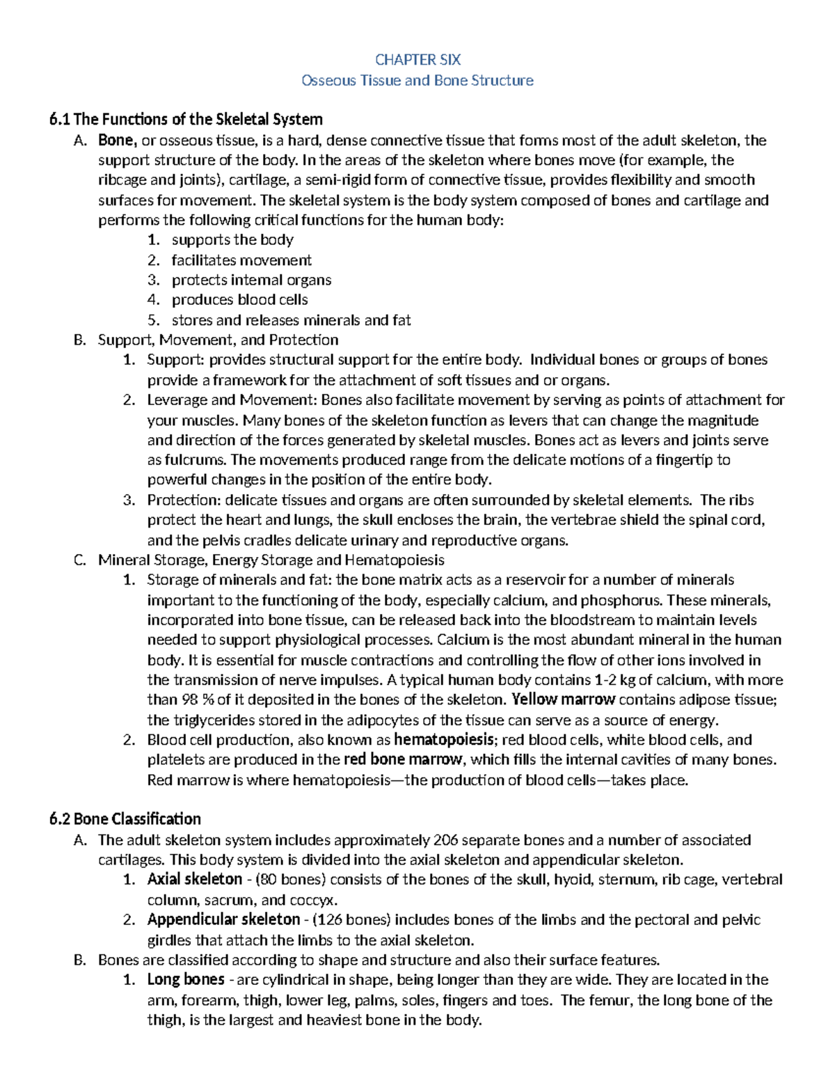 Ch - This document is about the main parts of Chapter 6 in Anatomy and ...