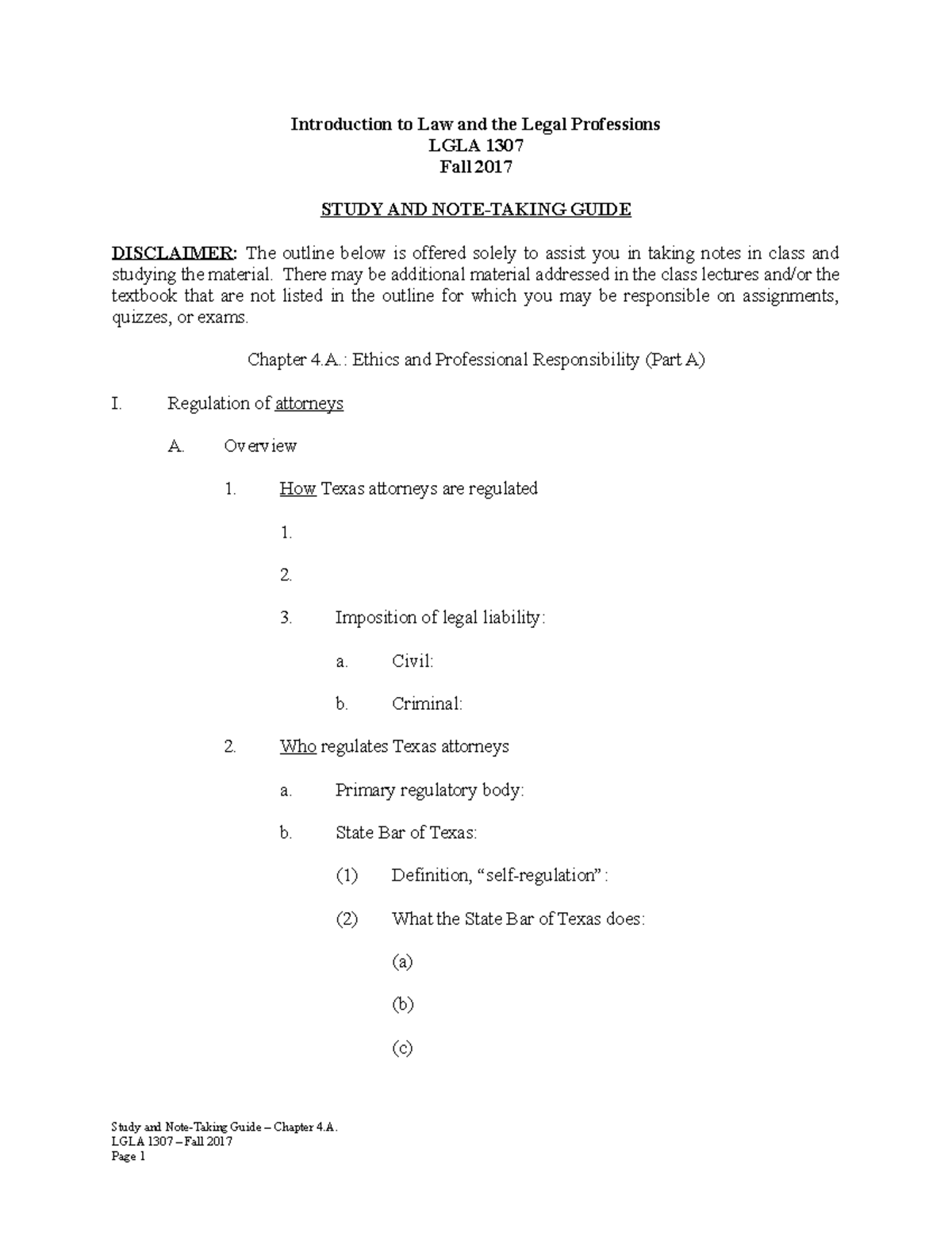 Study and Note-Taking Guide - Chapter 4 - Introduction to Law and the ...