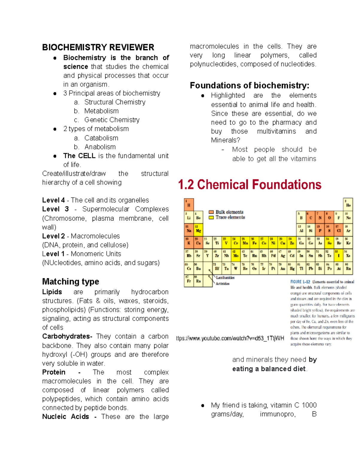 Biochemistry-Reviwer - BIOCHEMISTRY REVIEWER Biochemistry is the branch ...