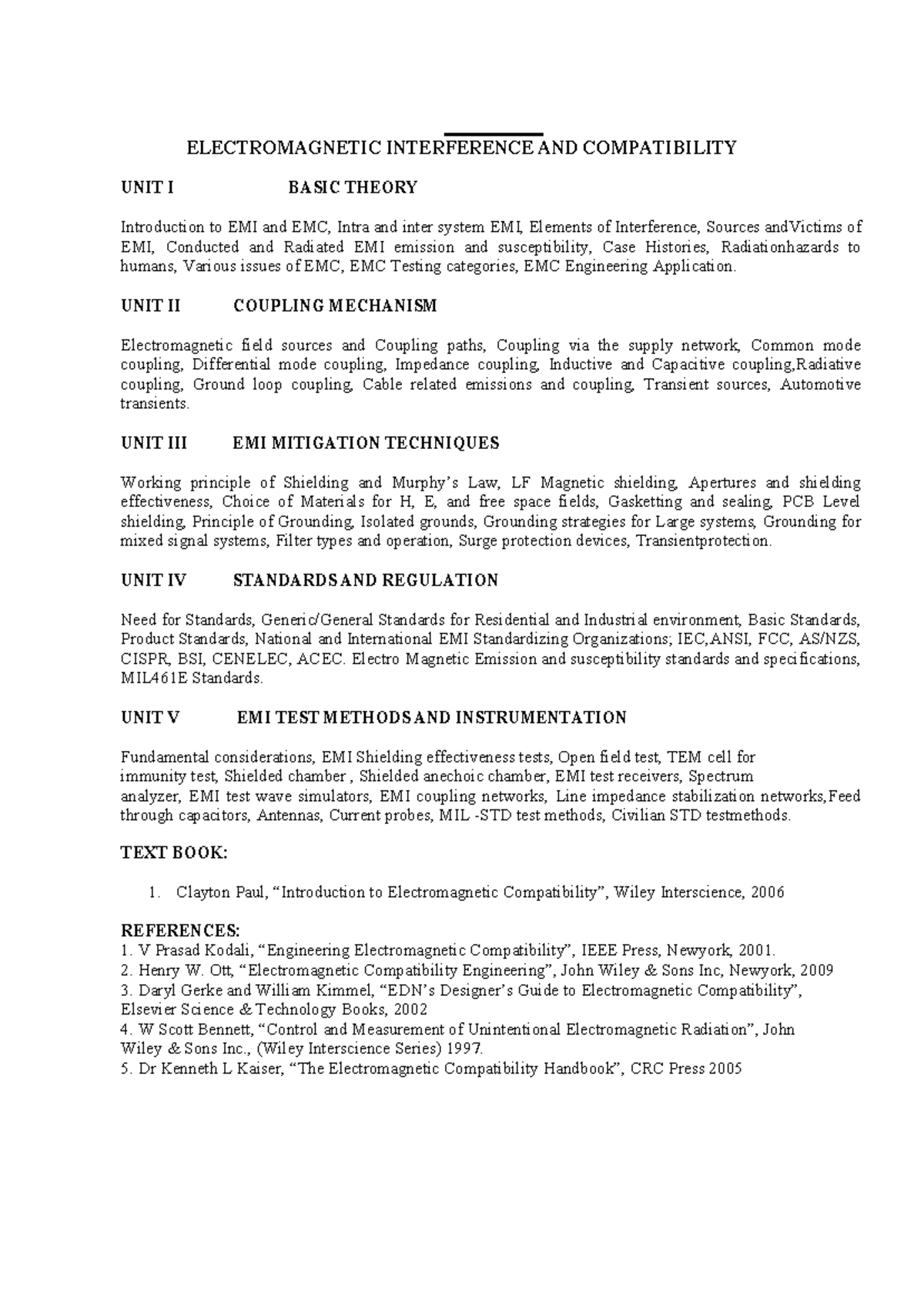 EMI EMC - ELECTROMAGNETIC INTERFERENCE AND COMPATIBILITY UNIT I BASIC ...
