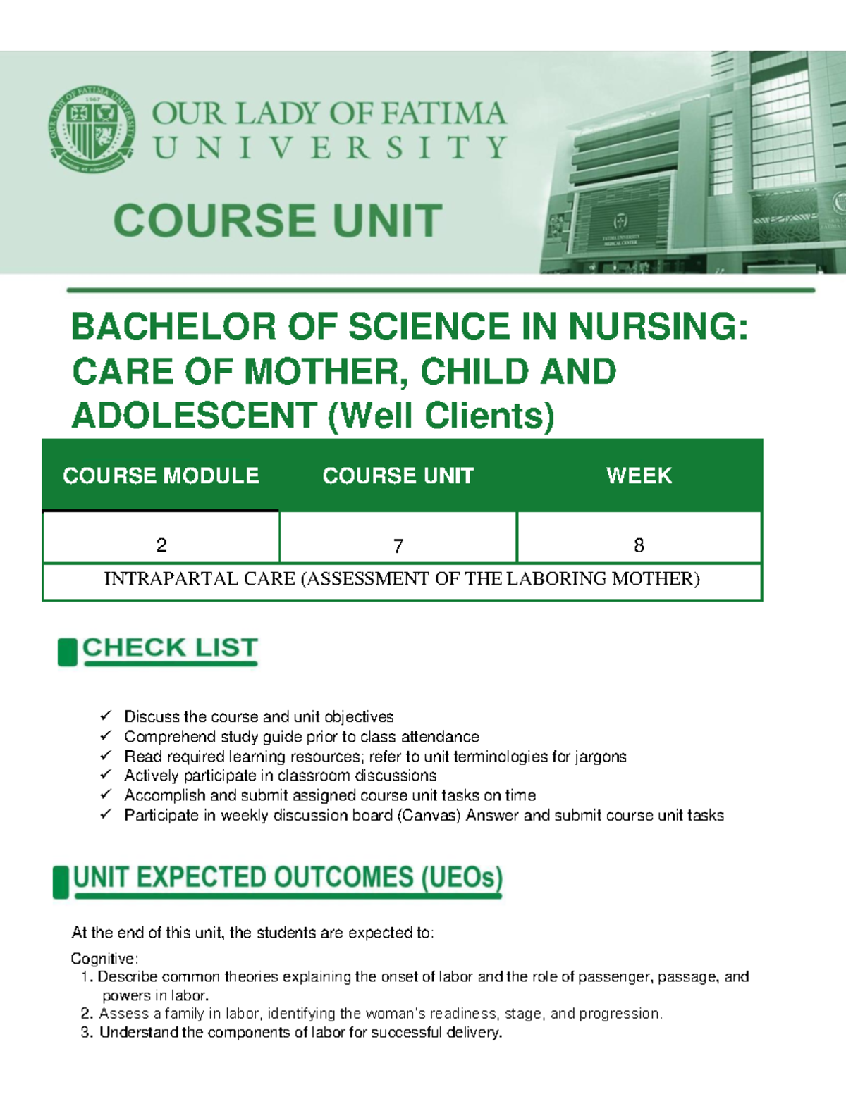Intrapartal CARE - BACHELOR OF SCIENCE IN NURSING: CARE OF MOTHER ...