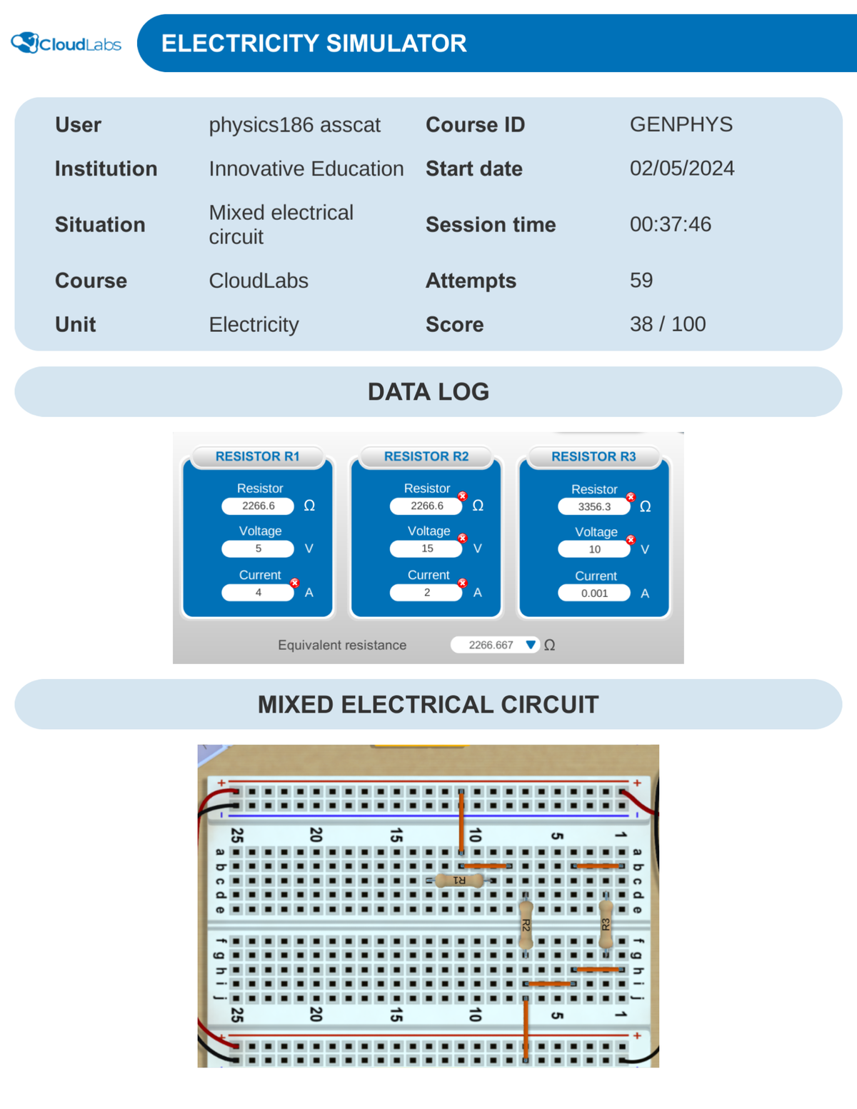 Mixedelectricalcircuit - CloudLabs ELECTRICITY SIMULATOR User physics186 asscat Course ID ...