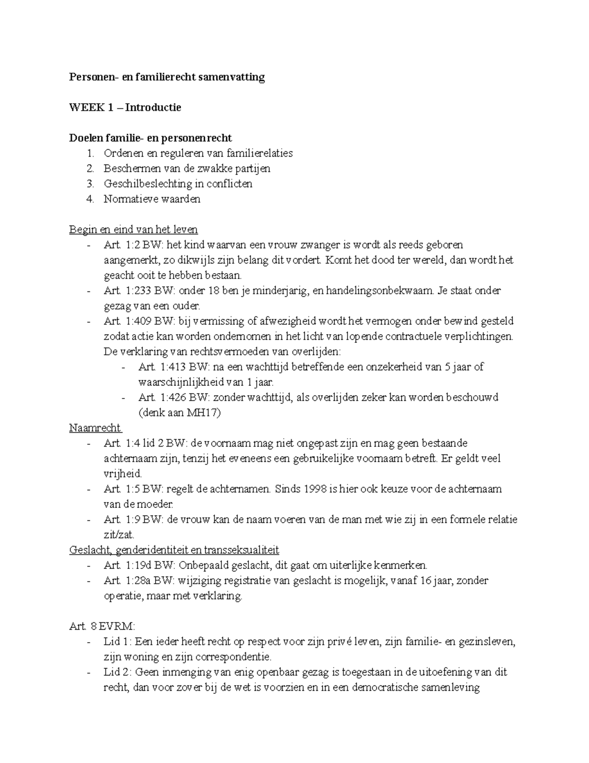 Personen- en familierecht samenvatting - Ordenen en reguleren van ...