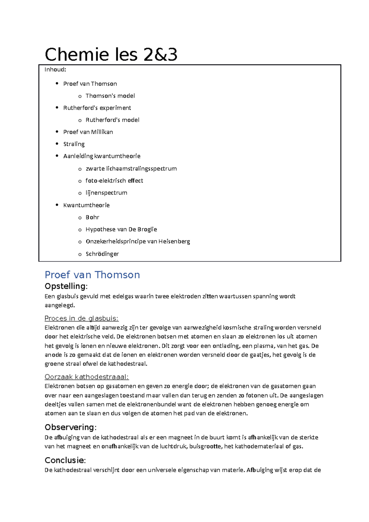 Chemie 1-3 - enj o y - Chemie les 2& Inhoud: Proef van Thomson o ...