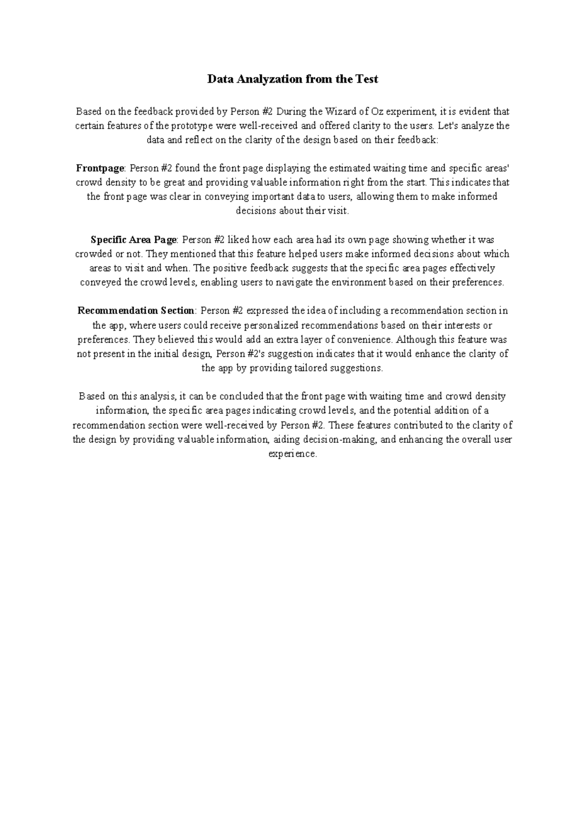 Data Analyzation from the Test - Let's analyze the data and reflect on ...