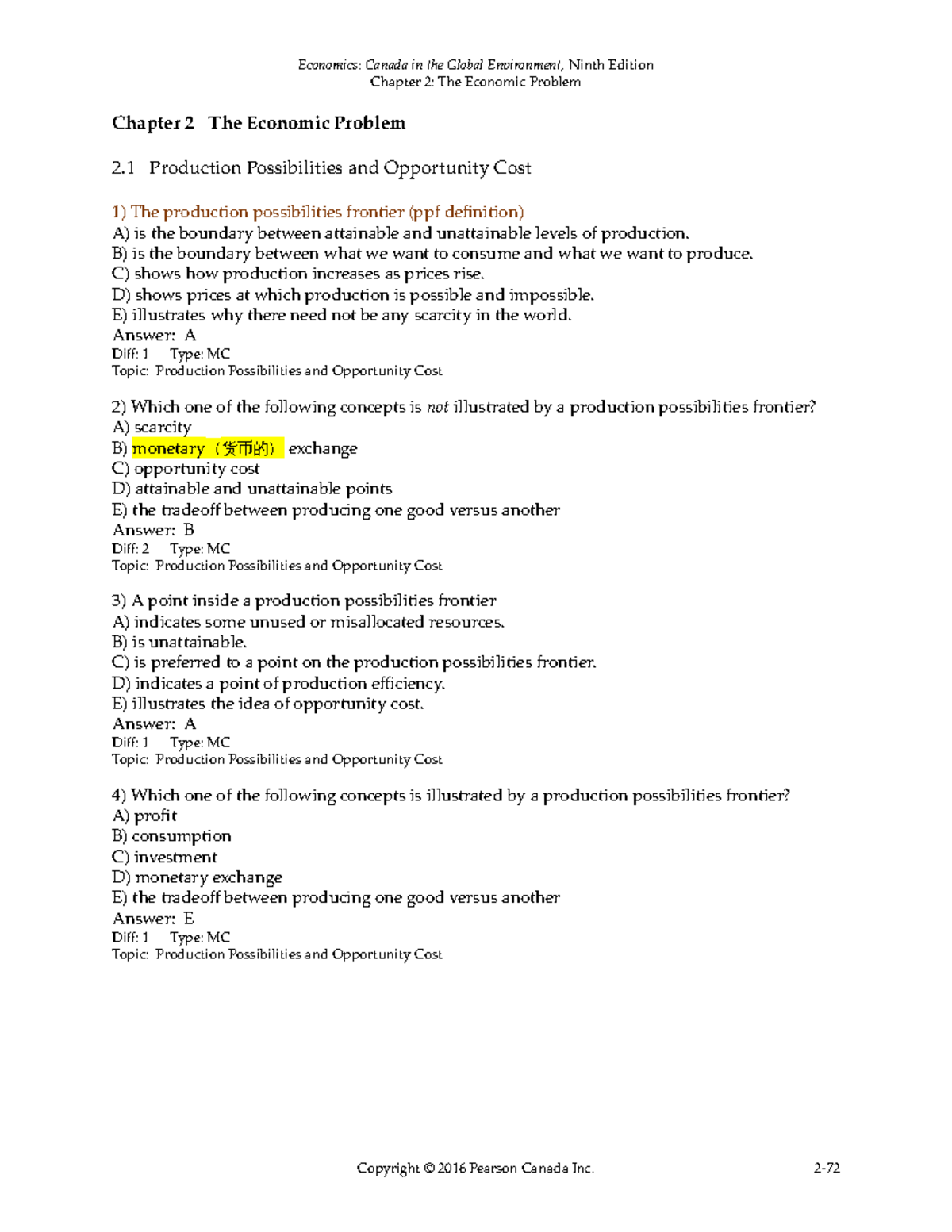 Parkin 02 - Chapter 2 MC - Chapter 2: The Economic Problem Chapter 2 ...