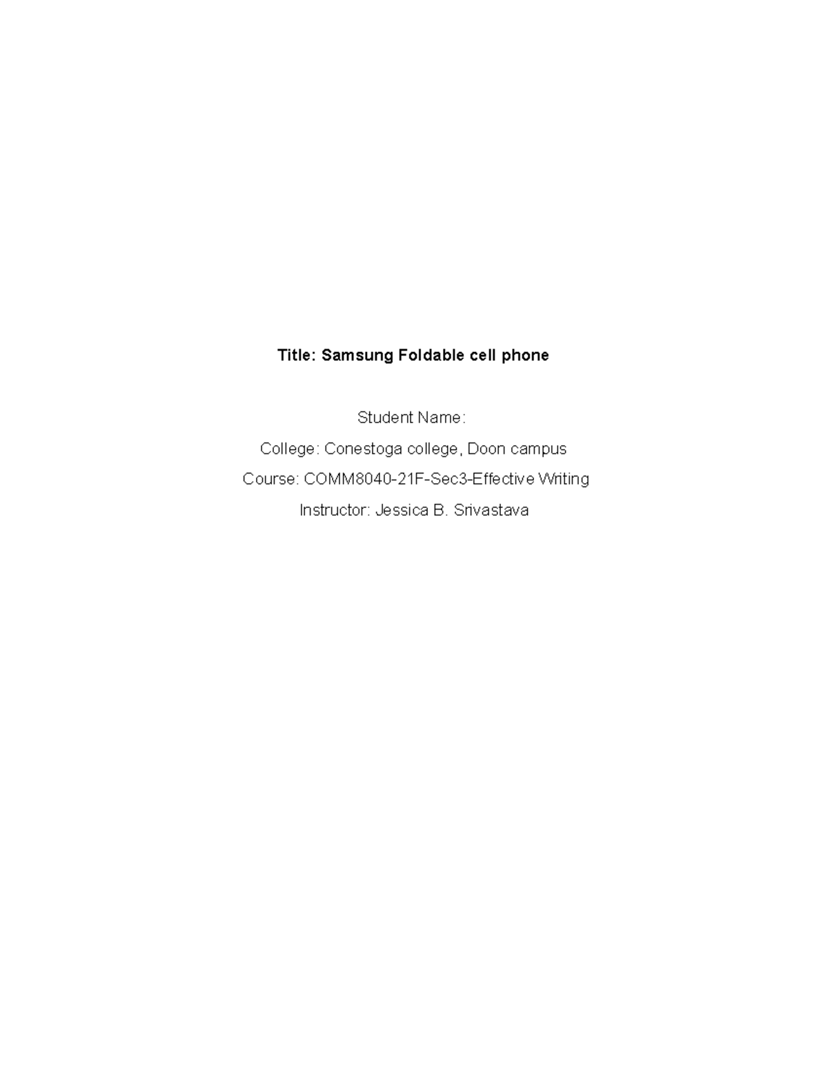 Task 5 Project Proposal Rationale - Title: Samsung Foldable cell phone ...