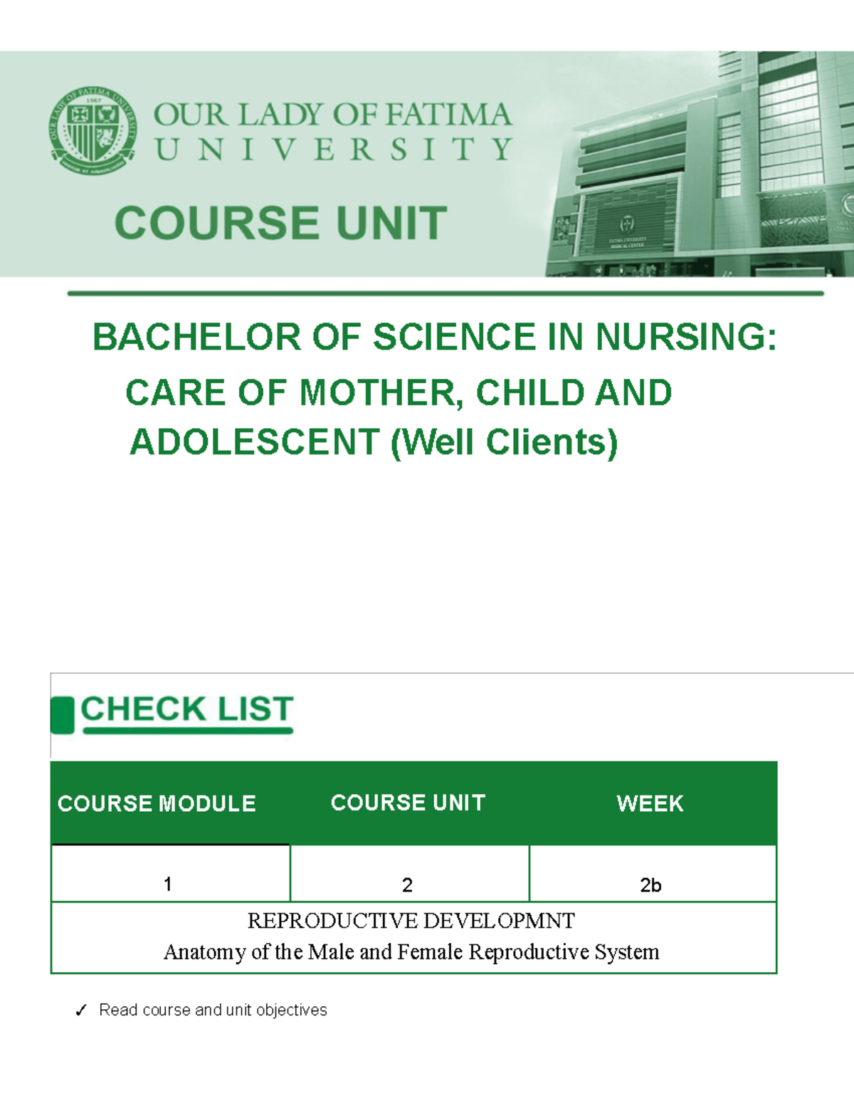 Course+UNIT+WEEK+2 - n/a - BACHELOR OF SCIENCE IN NURSING: CARE OF ...
