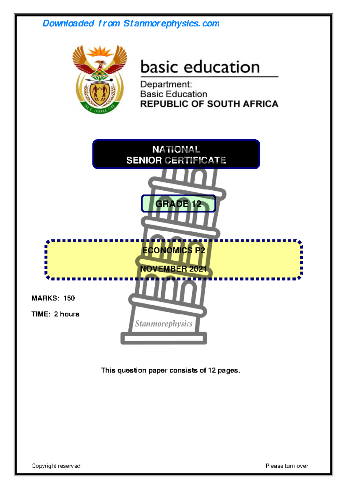 NSC-Economics-Grade-12-November-2021-P2-and-Memo - MARKS: 150 TIME: 2 ...