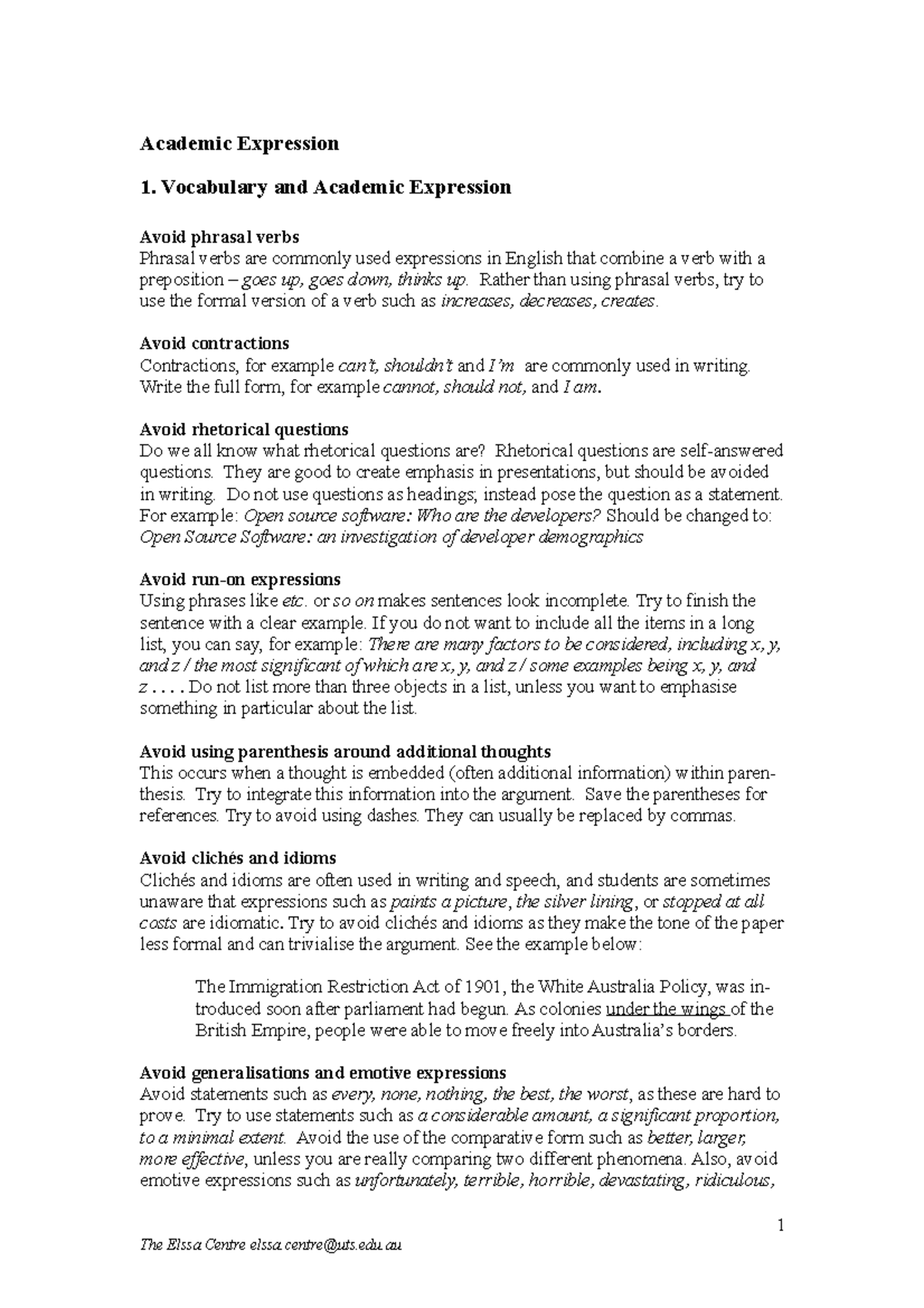Academic Critical Review - Academic Expression 1. Vocabulary and ...