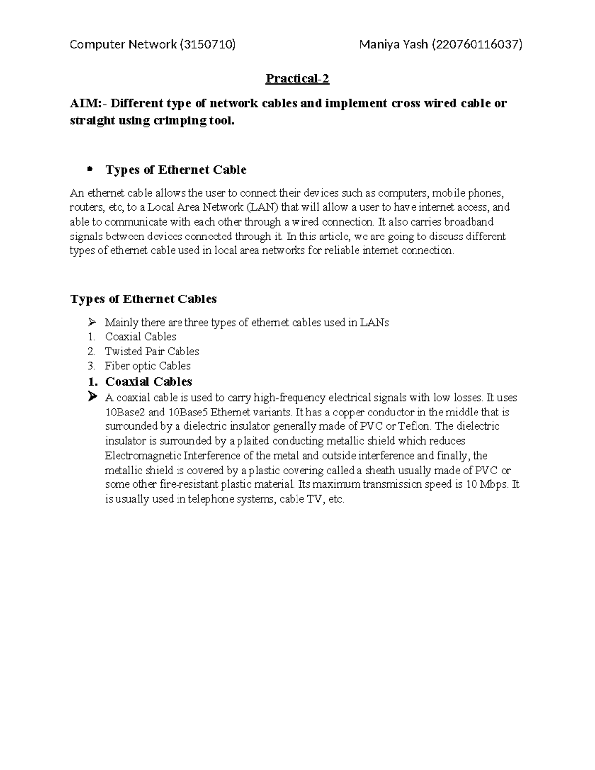 Practical-2 - hello - Computer Network (3150710) Maniya Yash ...