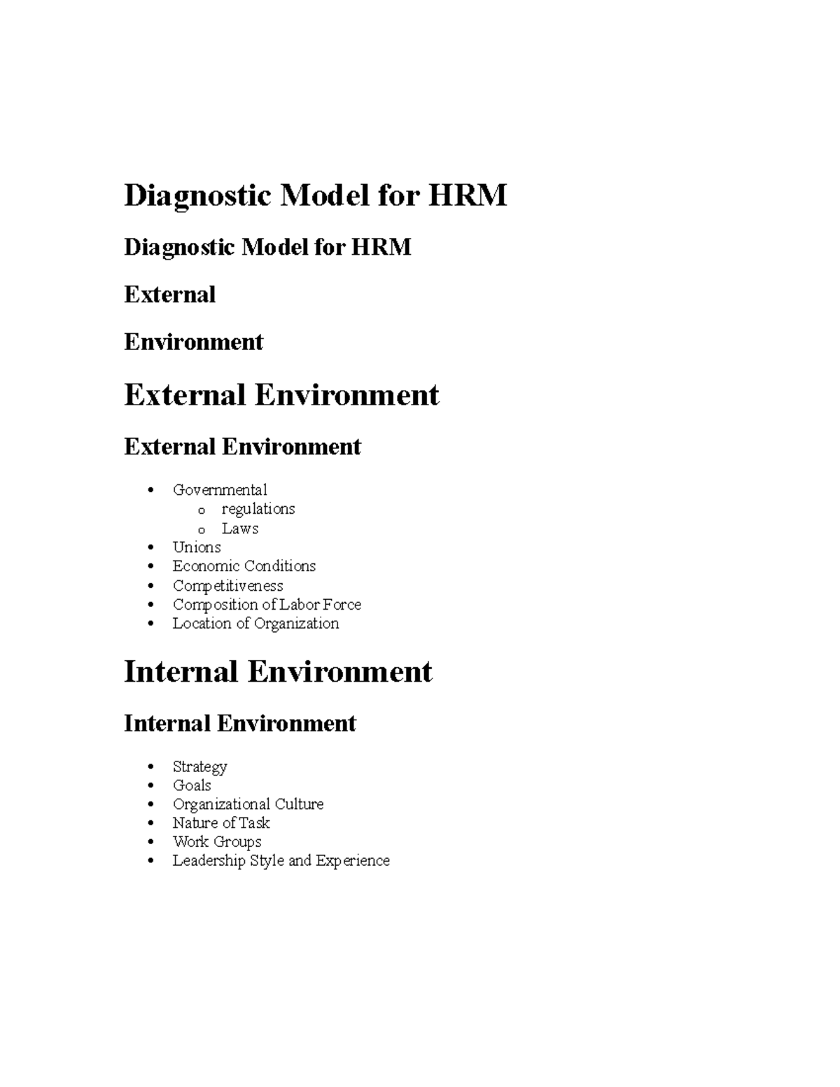 Diagnostic Model for HRM1 - Diagnostic Model for HRM Diagnostic Model ...