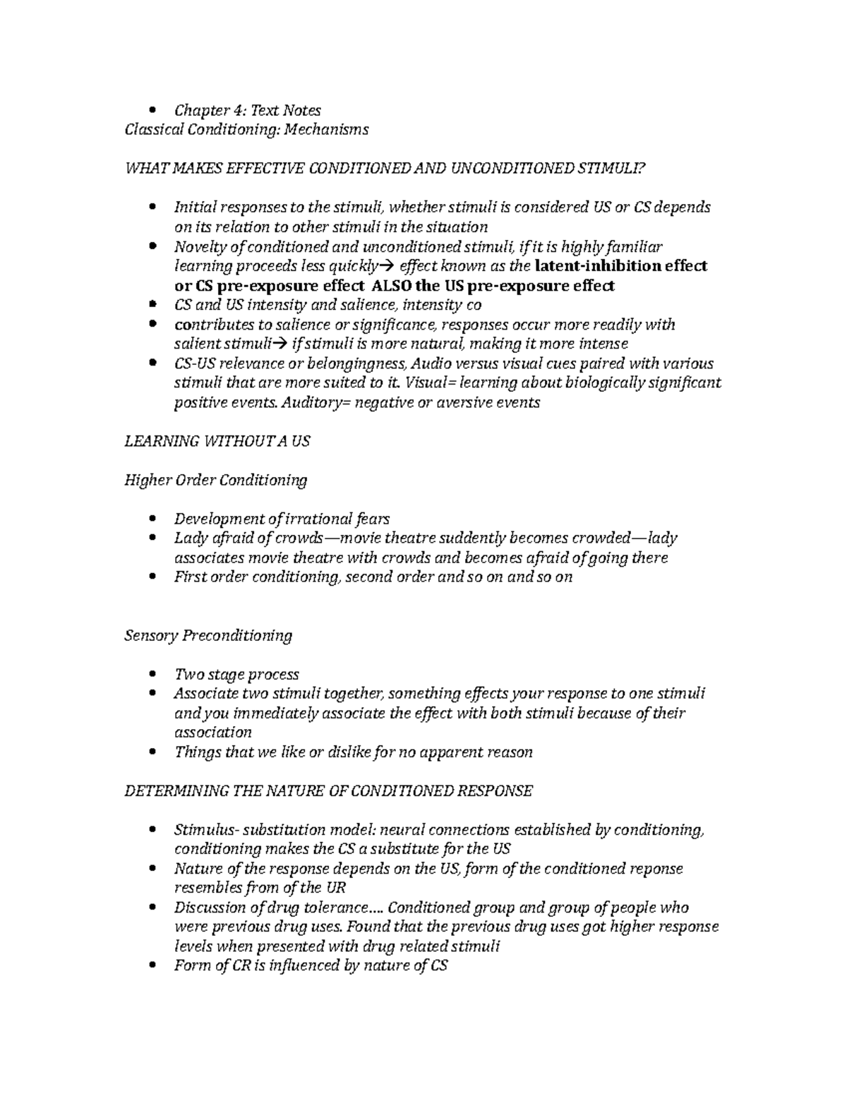 Summary - lecture Week 4 - Chapter 4 - Chapter 4: Text Notes Classical ...