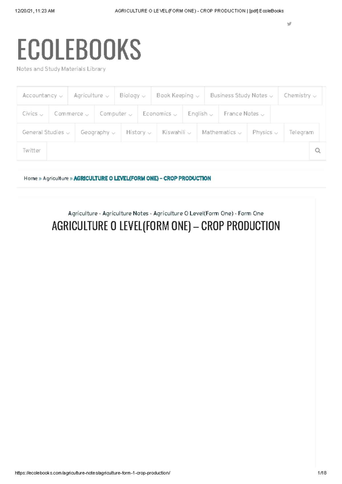 Agriculture - CROP Production - Agriculture • Agriculture Notes ...