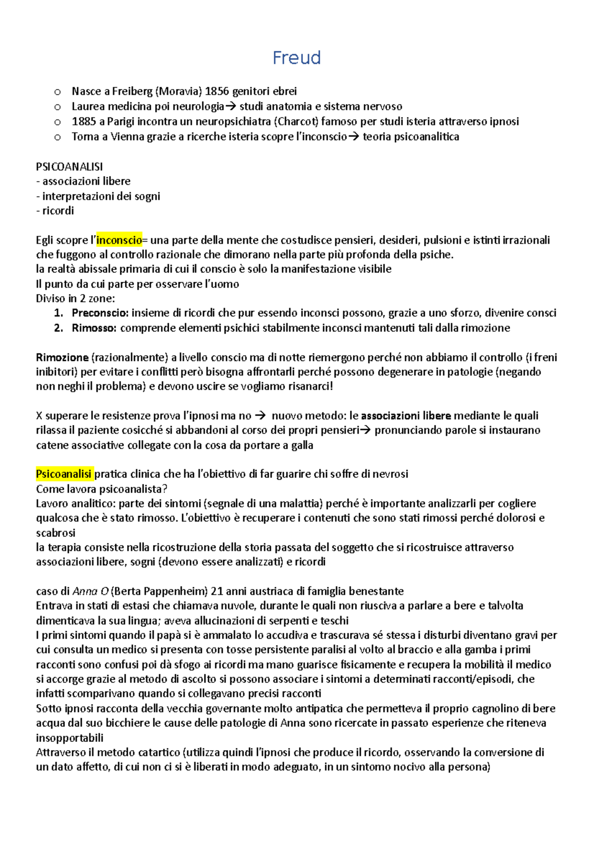 Freud - Freud o Nasce a Freiberg (Moravia) 1856 genitori ebrei o Laurea ...