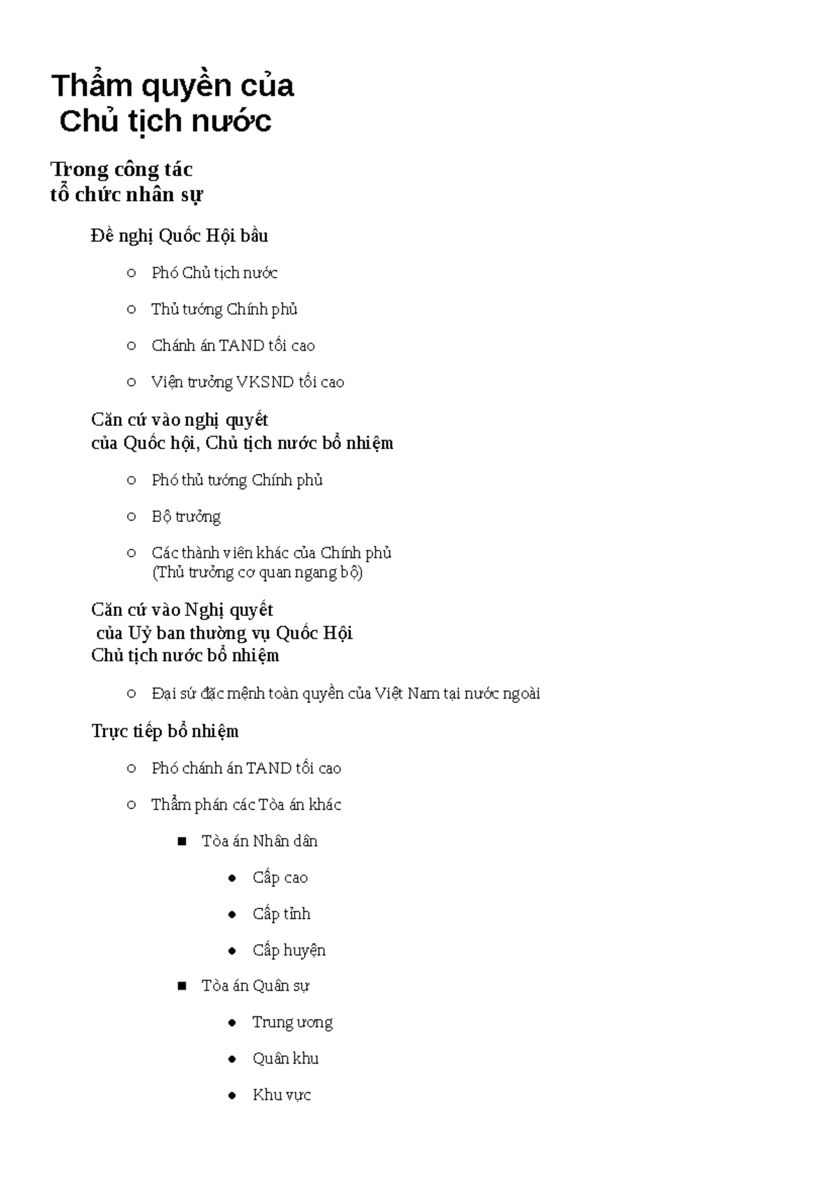 Thẩm quyền của Chủ tịch nước - Th m quy n cẩ ề ủa Ch ủ t ch nị ước Trong công tác t ổ ch c nhân ...