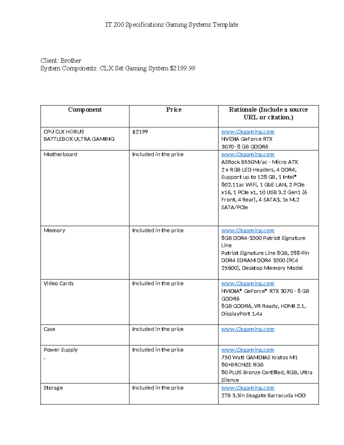 Gaming Templete IT 200 - Course work for assignment - IT 200 ...