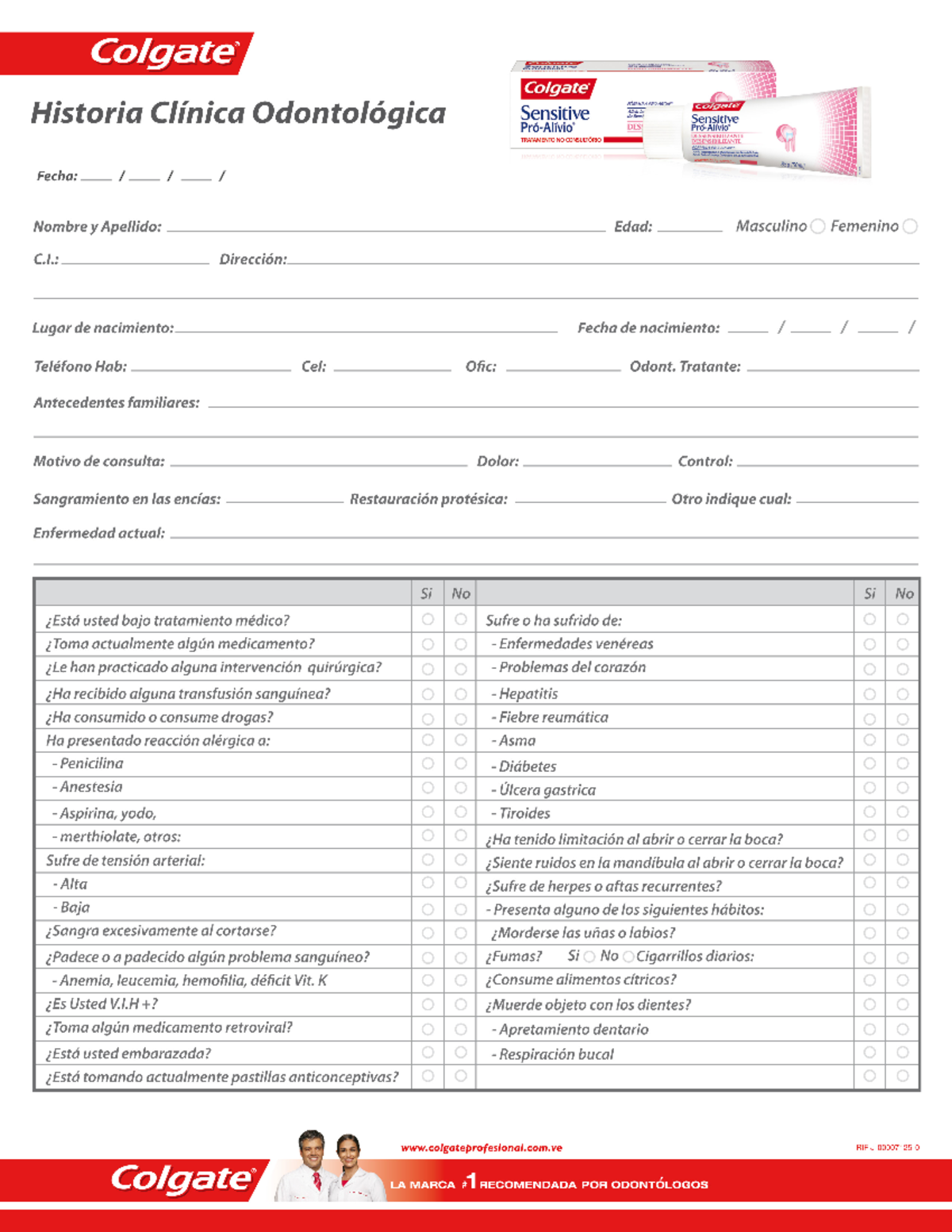 Historia Clinica Colgate - Informàtica i Documentació - Studocu