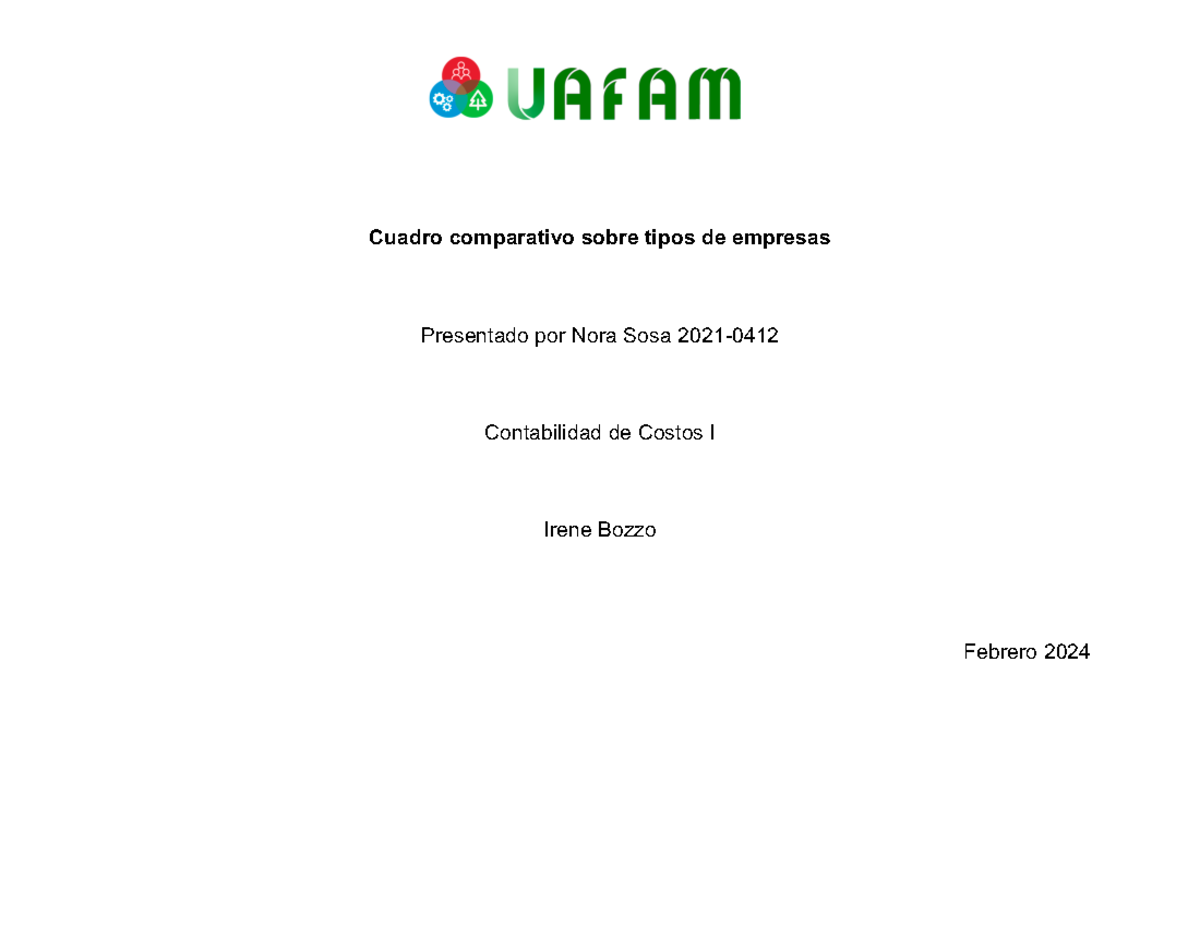 Cuadro comparativo sobre tipos de empresas - Cuadro comparativo sobre tipos de empresas ...