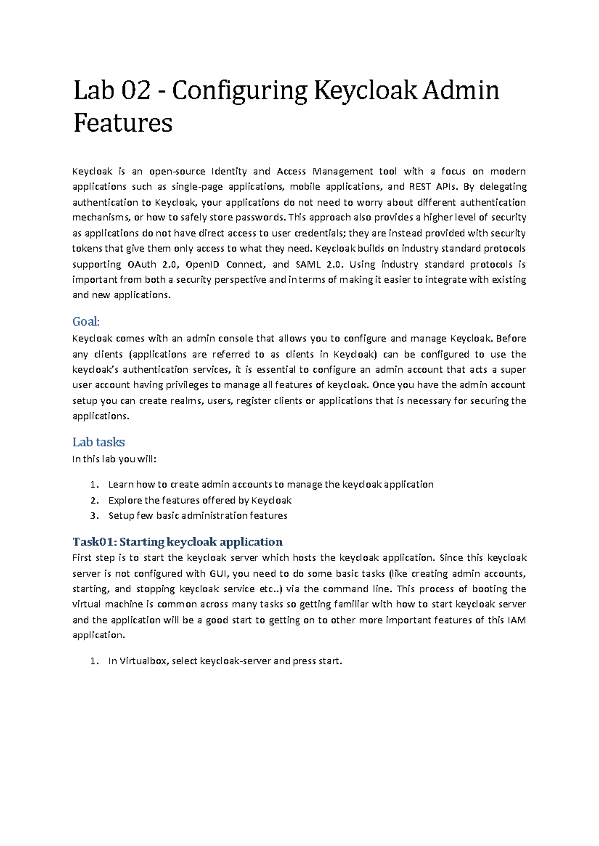 Lab02 - Configuring Keycloak Admin Features - Lab 02 - Configuring Keycloak Admin Features ...