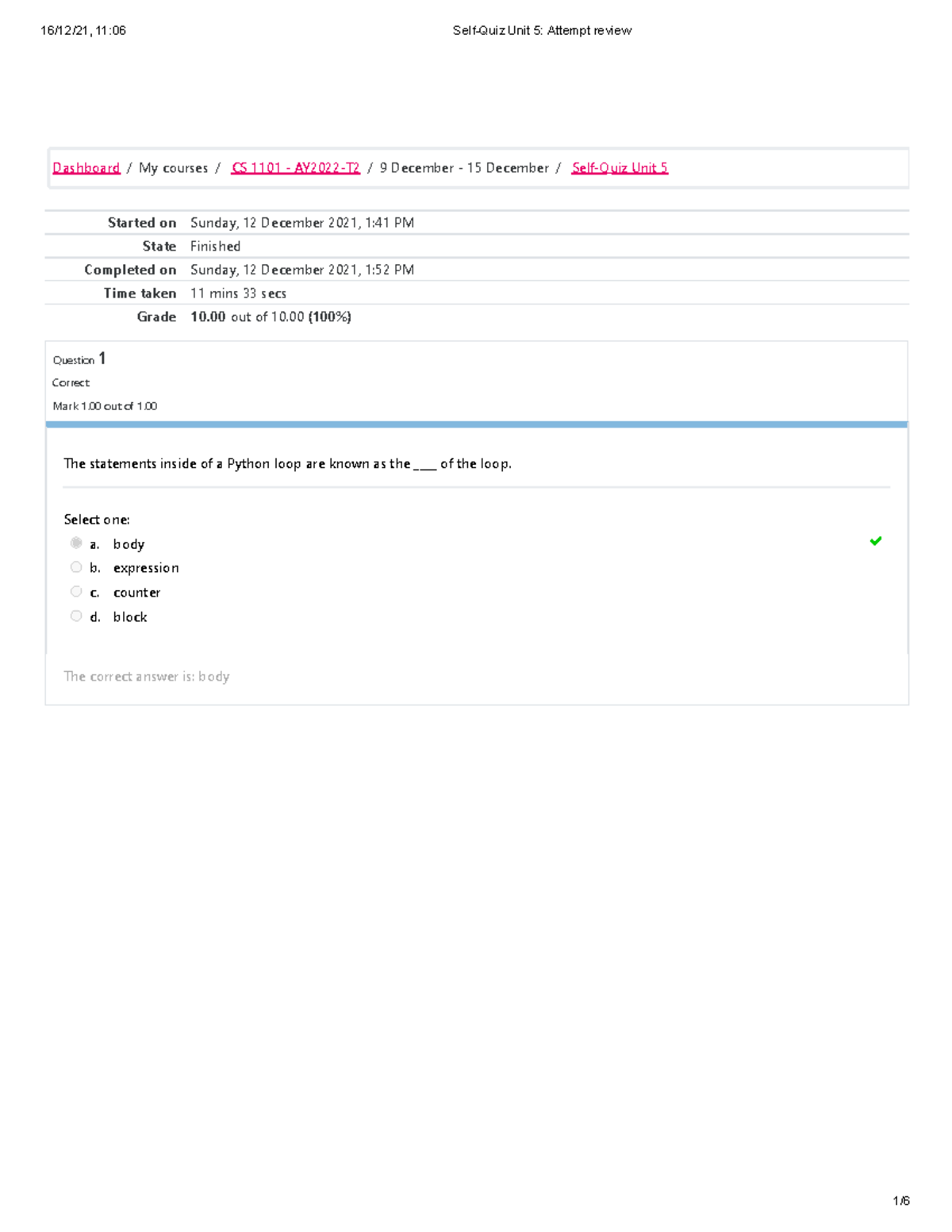 CS 1101 Unit 5 self quiz - Practice for your final exam with these quiz ...