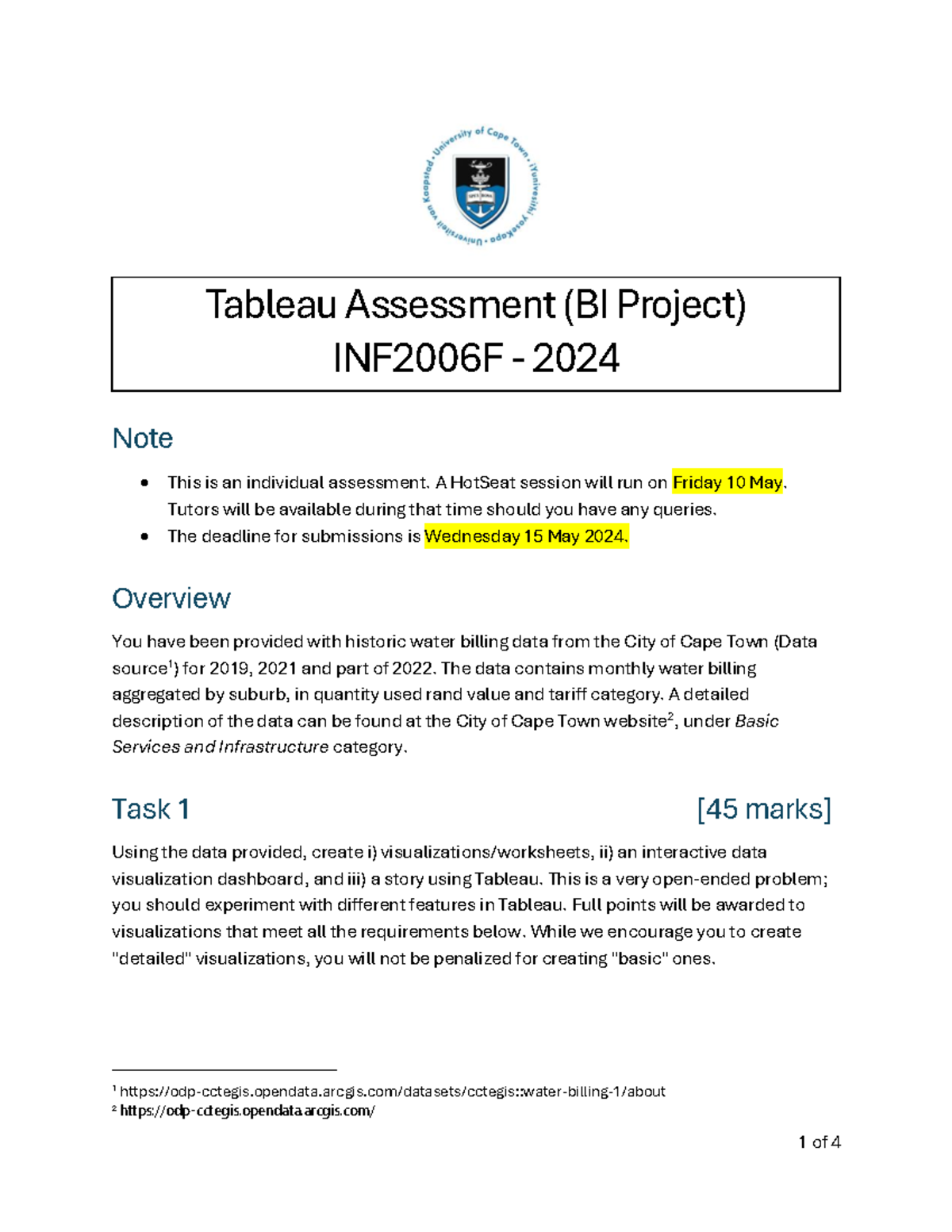 Tableau assignment 2024 - Tableau Assessment (BI Project) INF2006F ...
