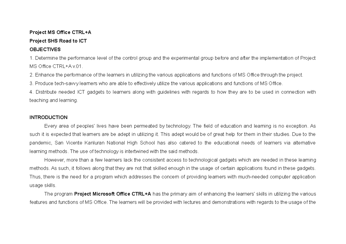 Action-Plan-Project- Ctrla-Edited - Project MS Office CTRL+A Project ...