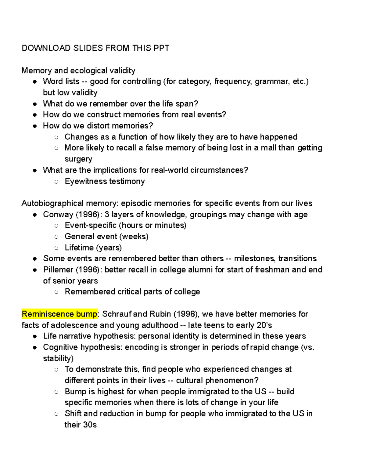 Everyday Memory And Errors Download Slides From This Ppt Memory And
