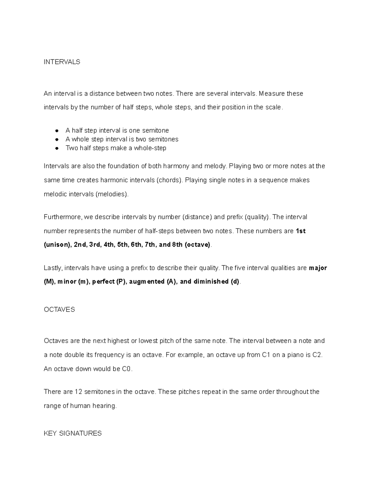 Thoery - music theory - INTERVALS An interval is a distance between two ...