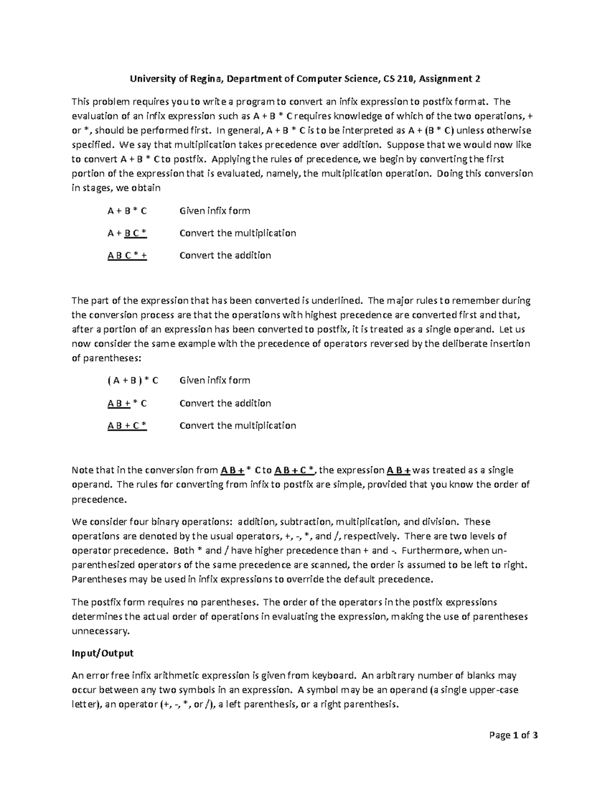 202320 asg2 - Assignment - Page 1 of 3 University of Regina, Department of Computer Science, CS ...