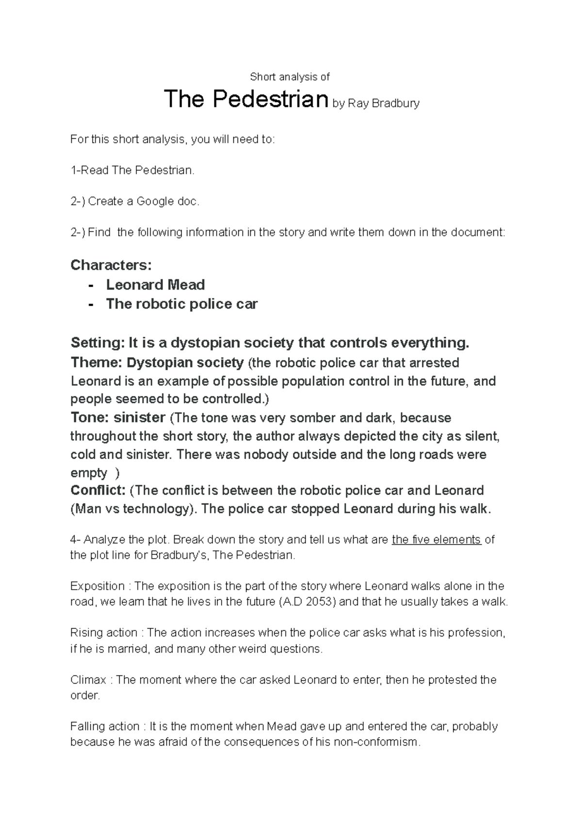 Mohamed Ramy Ghezli - Short Story Analysis - Short analysis of The ...