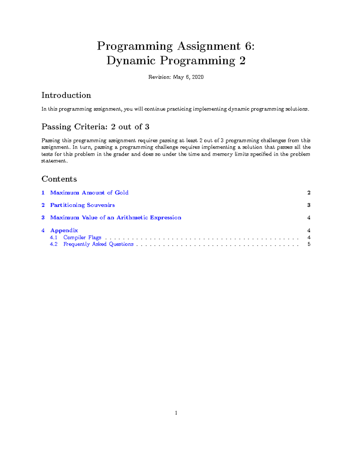 Week6 dynamic programming 2 - Programming Assignment 6: Dynamic Programming 2 Revision: May 6 ...