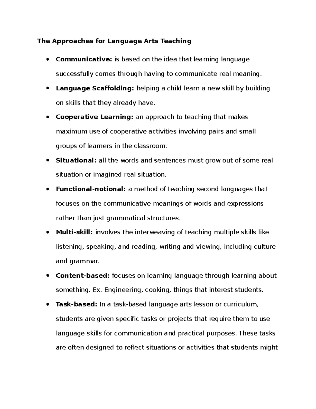 The Approaches for Language Arts Teaching - Language Scaffolding ...