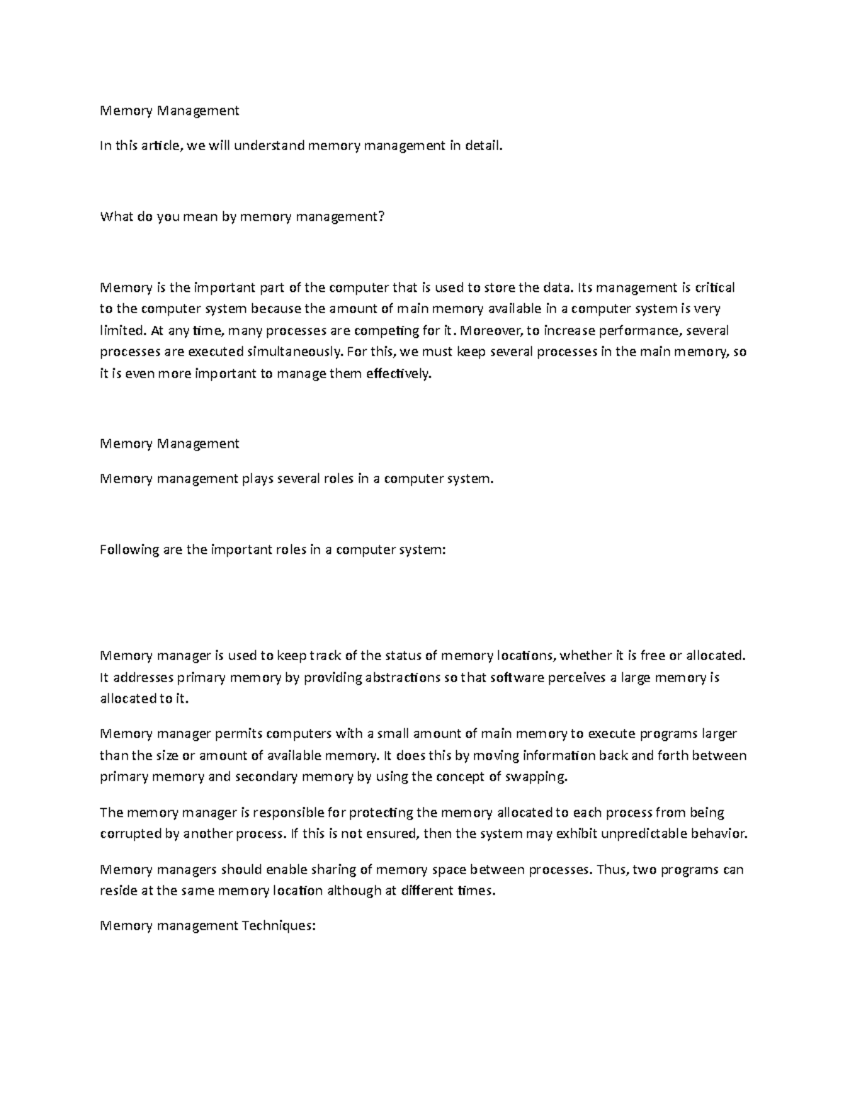 Memory Manageme in os-WPS Office - Memory Management In this article ...