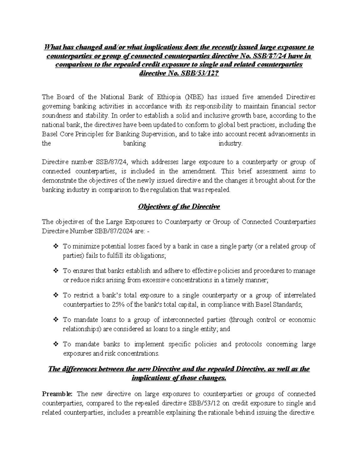 Large Exposure to counterparty or group of connected counterparties ...