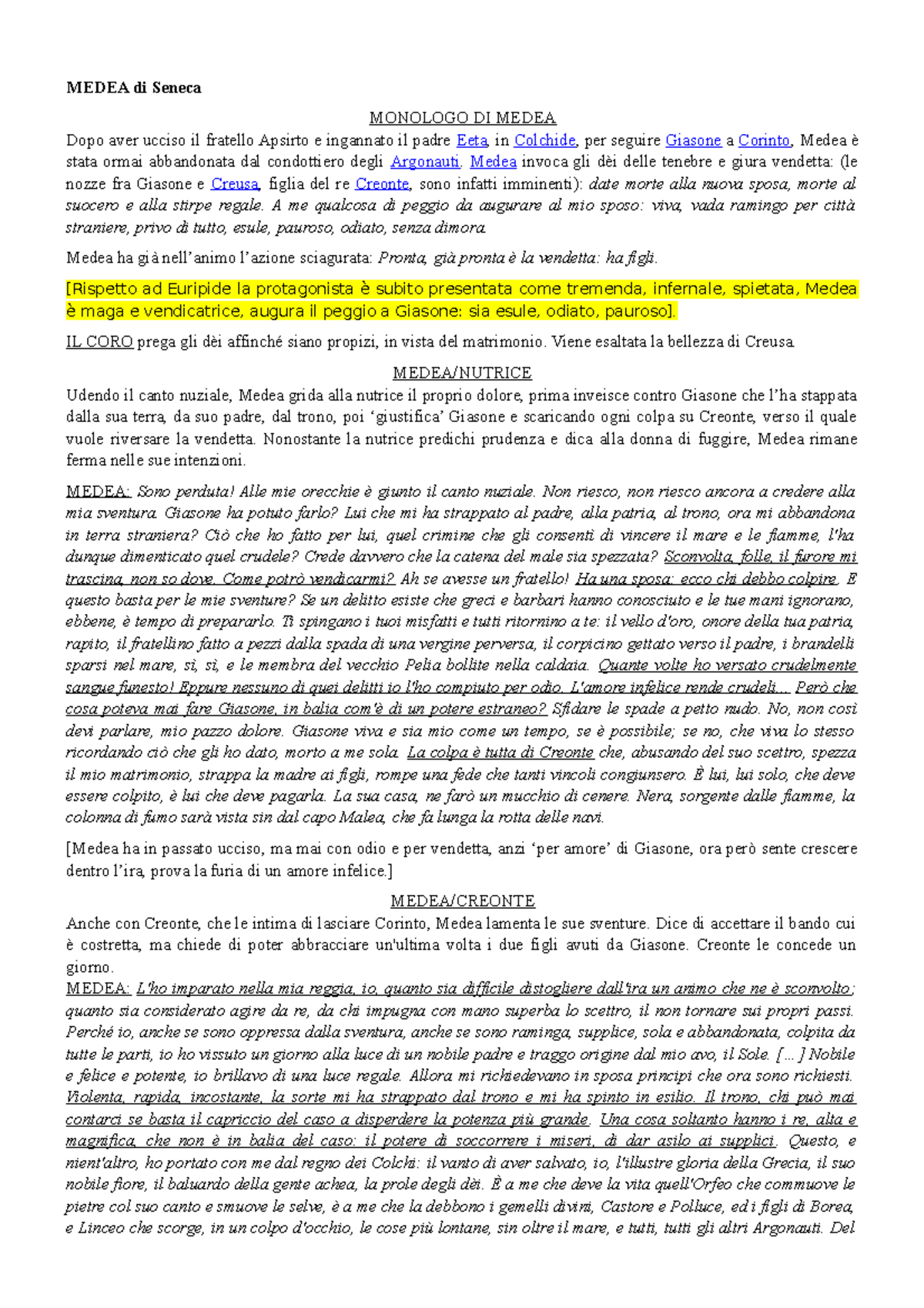 Medea Seneca Medea Euripide - MEDEA di Seneca MONOLOGO DI MEDEA Dopo ...