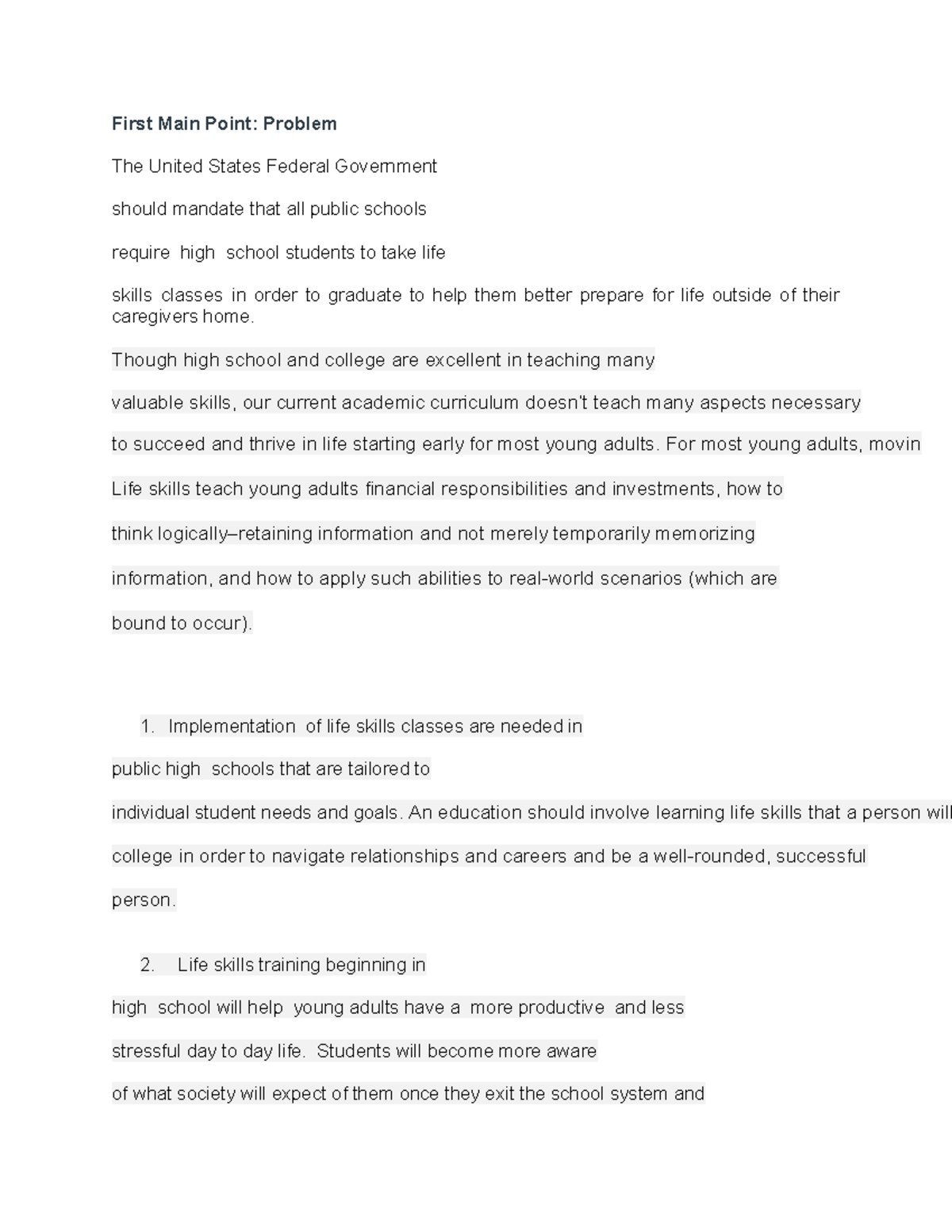 Persuasive Speech - First Main Point: Problem The United States Federal ...