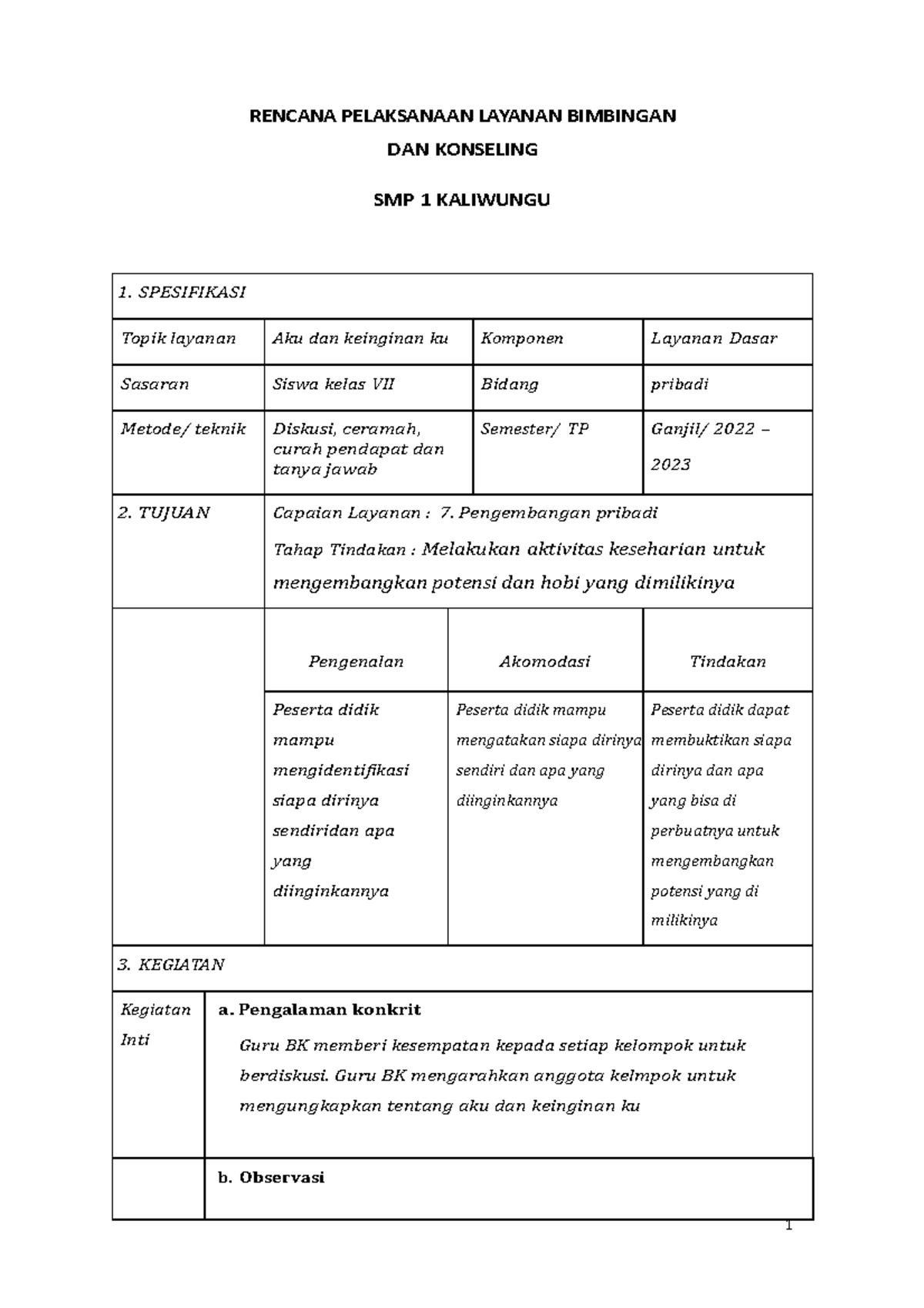Copy of RPL KU - Copy of RPL KU - RENCANA PELAKSANAAN LAYANAN BIMBINGAN ...