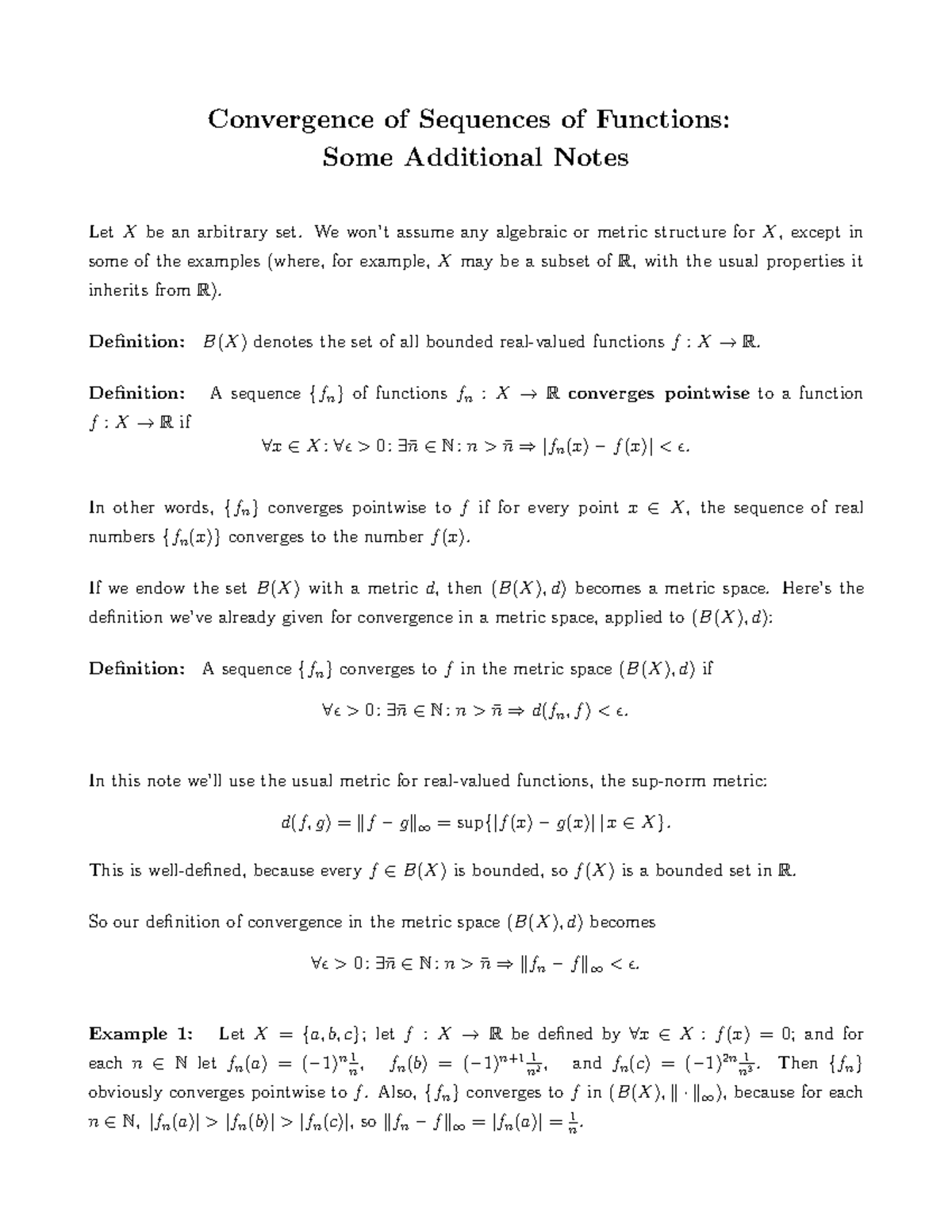 Lecture notes, lecture 1 - Addl notes convergence of sequences ...